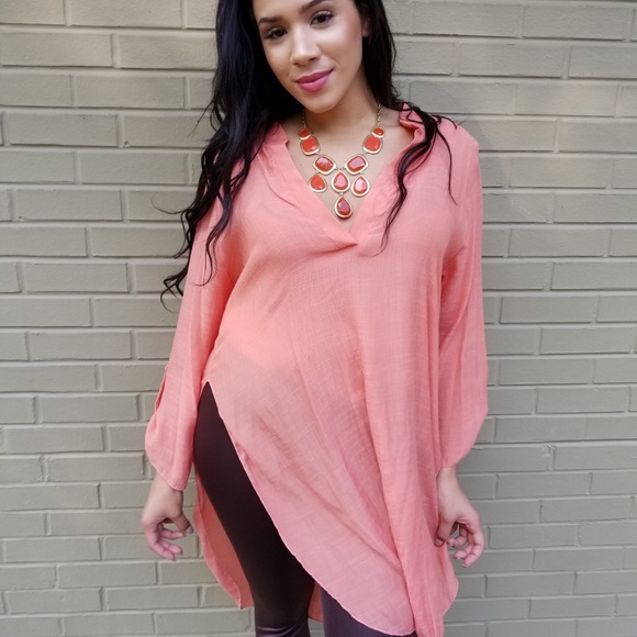 Voll | Tops | 75 Host Pickcoral Pin Tuck Sleeve Tunic | Poshmark